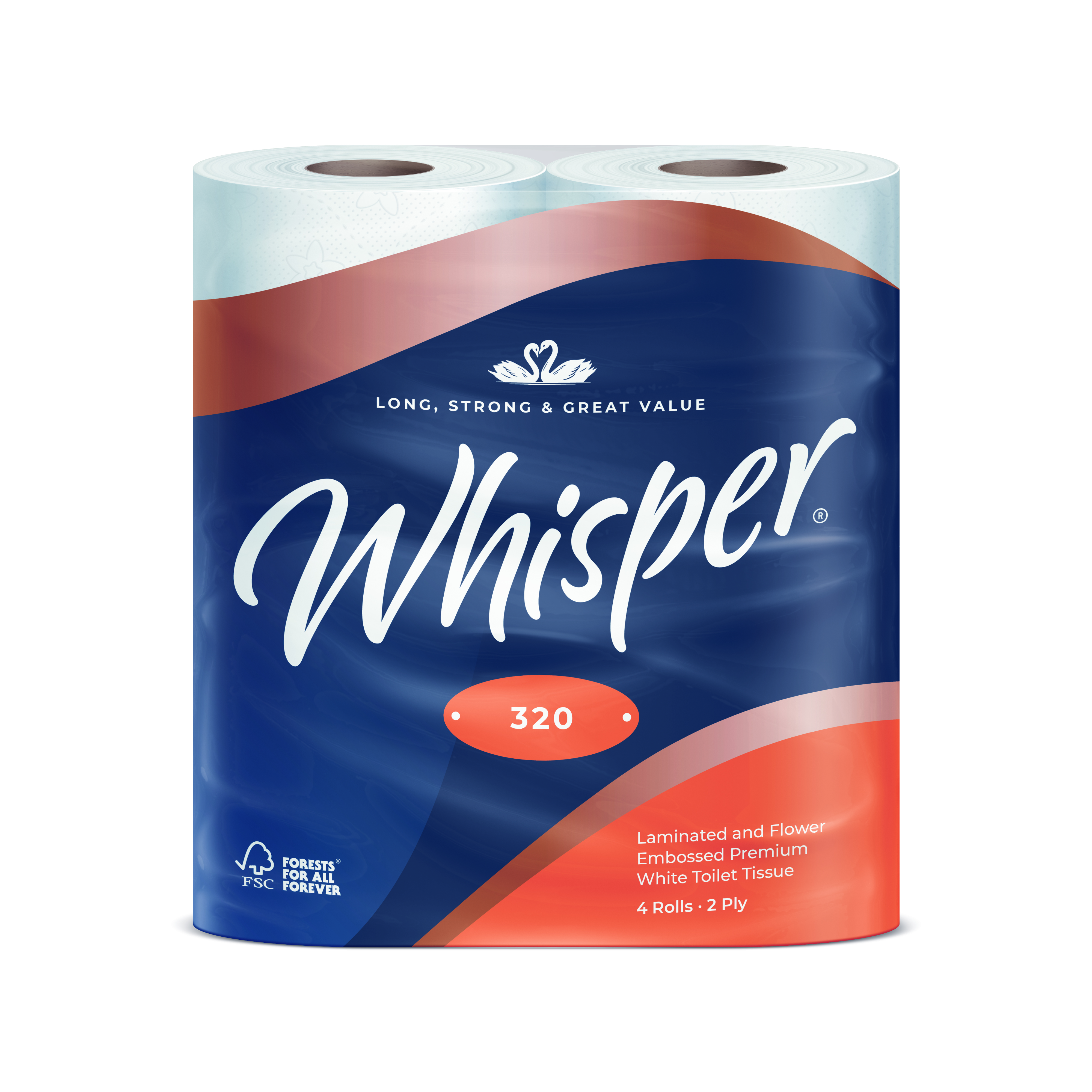 Whisper 320 Sheet T/Rolls 2ply x 36 | Source